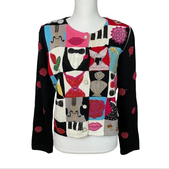 Michael Simon | Sweaters | Vintage Michael Simon Black Tie Themed ...